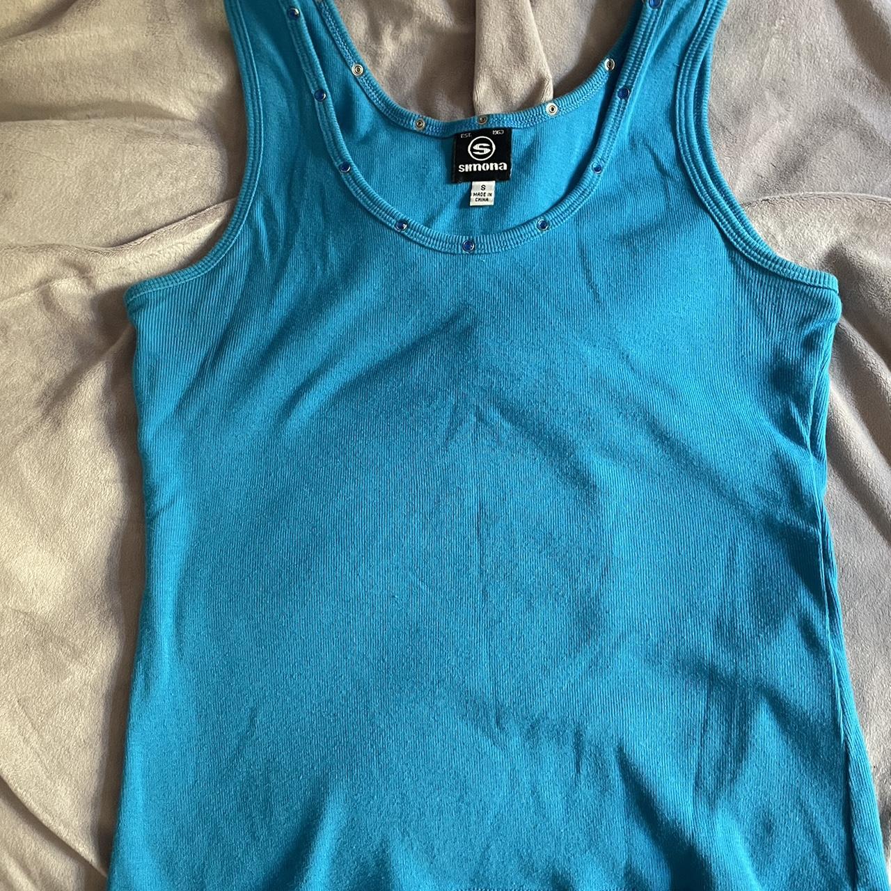 cute bright blue tank size small (length is 12... - Depop