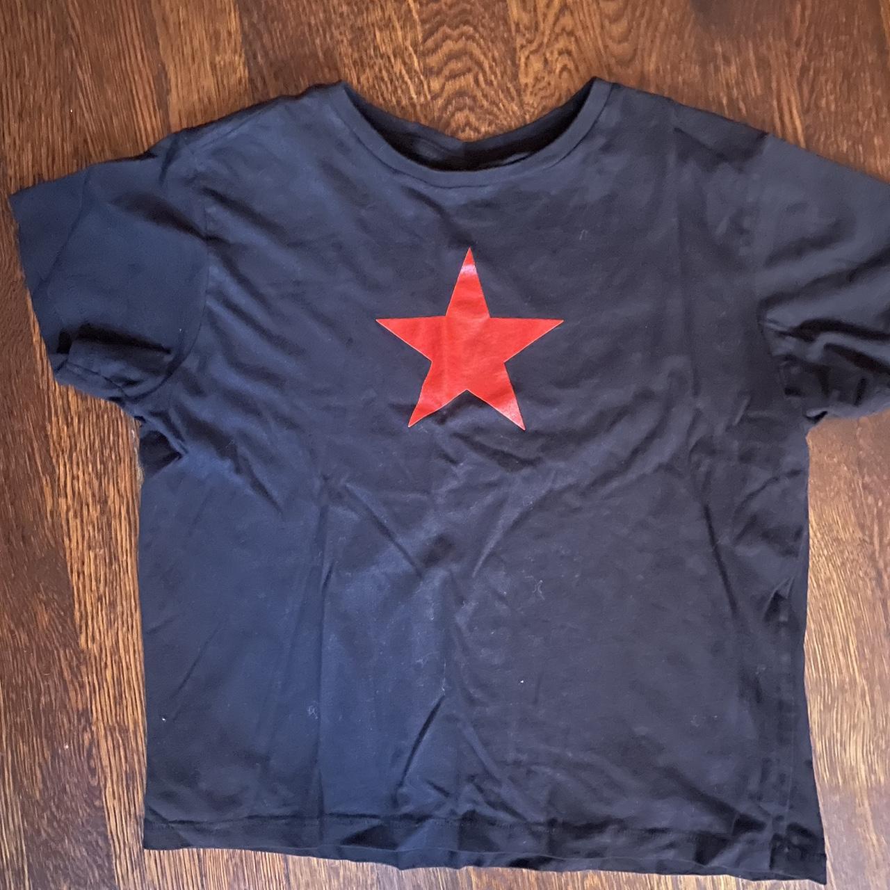 romantic blue star t shirt size medium- length is... - Depop