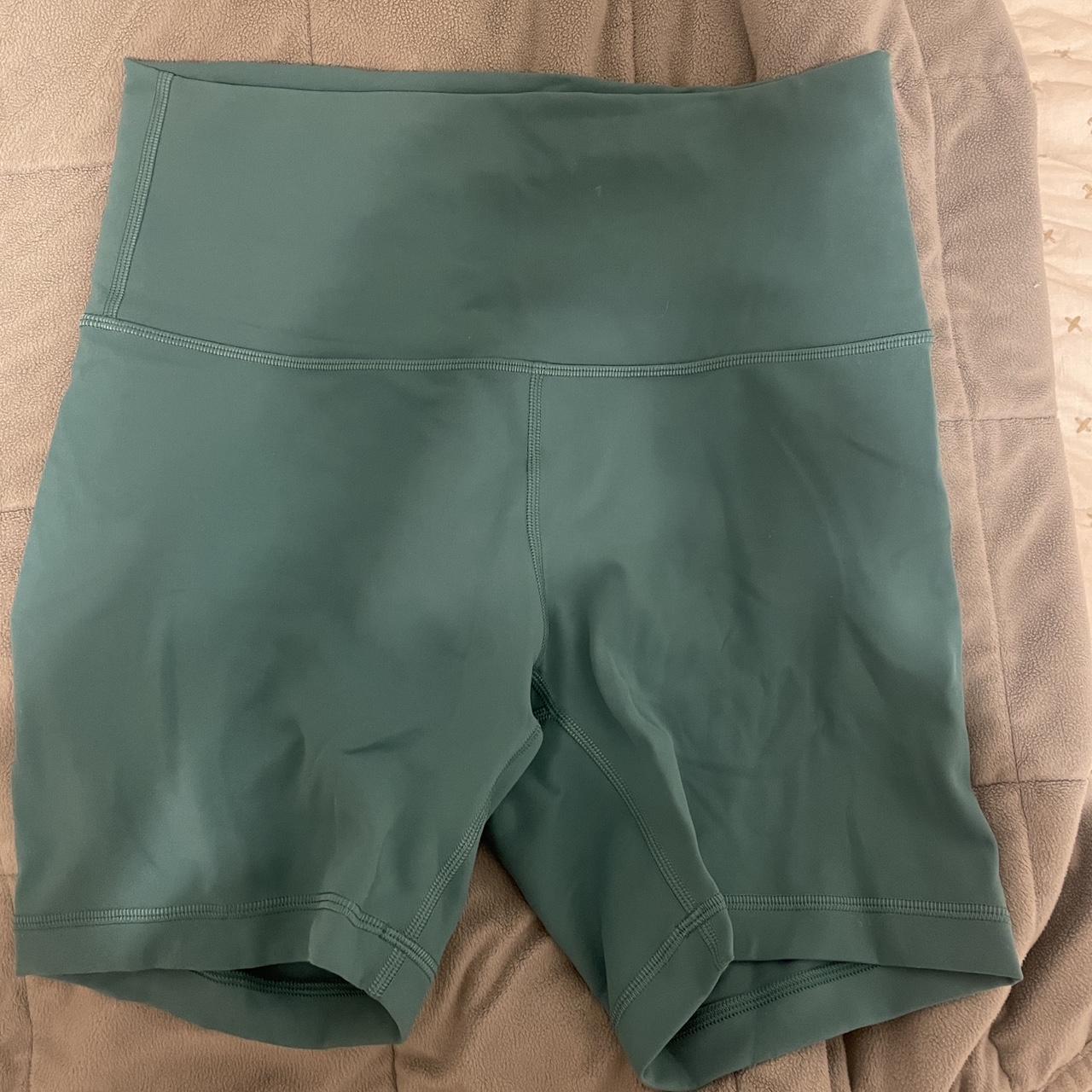 Lulu lemon biker shorts Teal- 4in inseam Size 8 - Depop