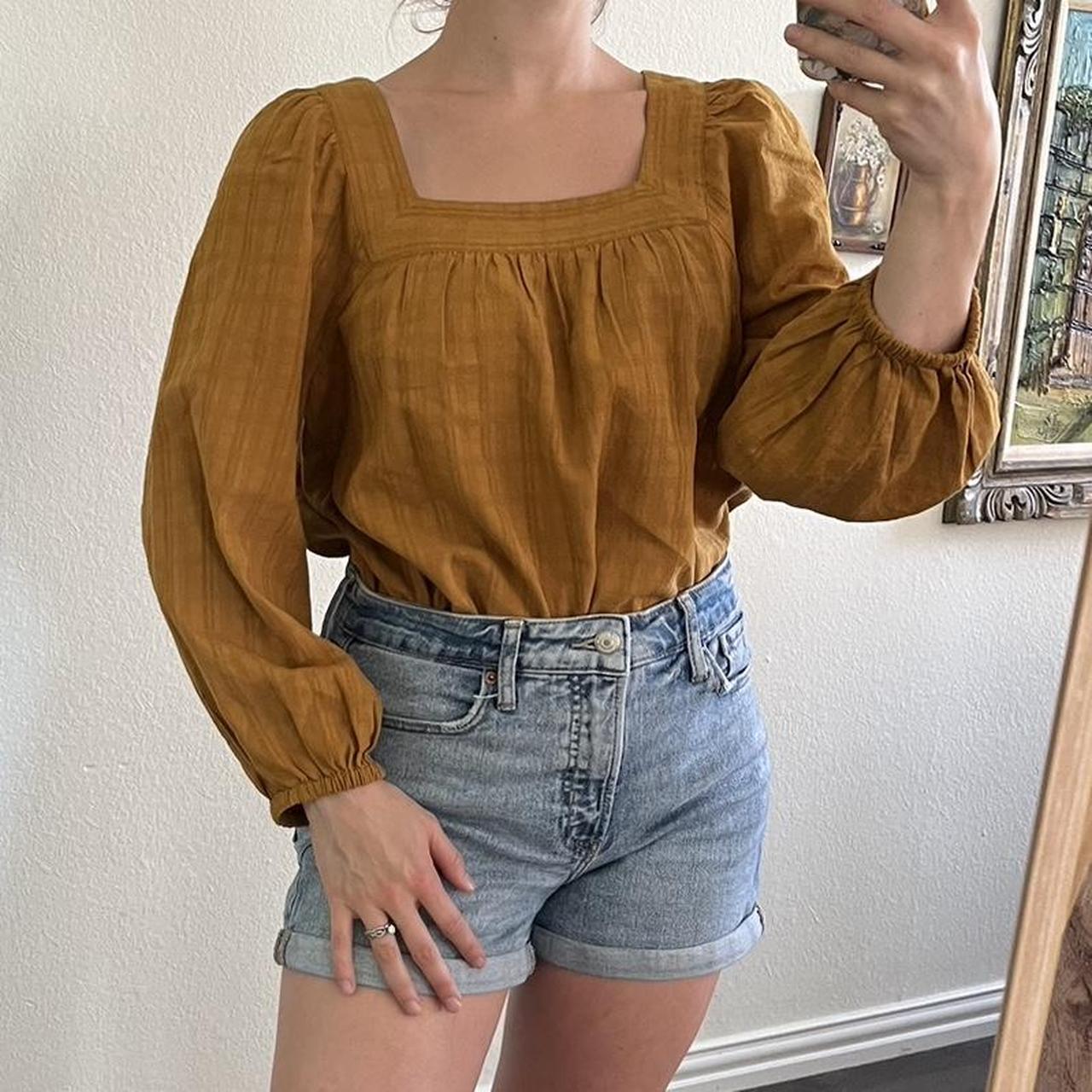 FREE SHIPPING - square neck tan/yellow ochre... - Depop