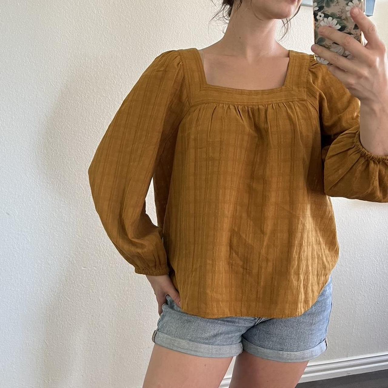 FREE SHIPPING - square neck tan/yellow ochre... - Depop