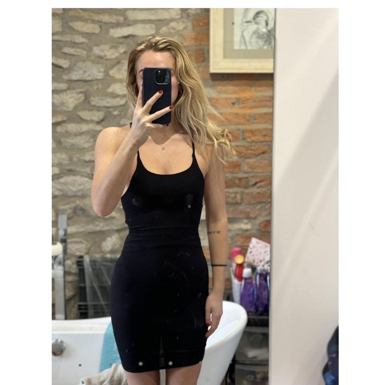 Black boohoo mini cut out back dress worn once... - Depop