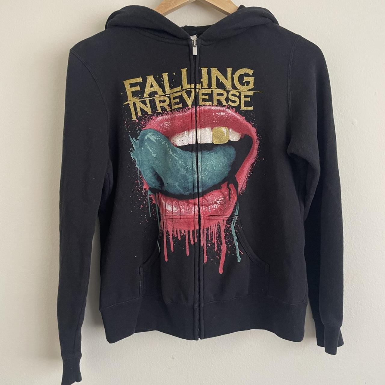 Falling In Reverse black zip-up hoodie #emo | Depop