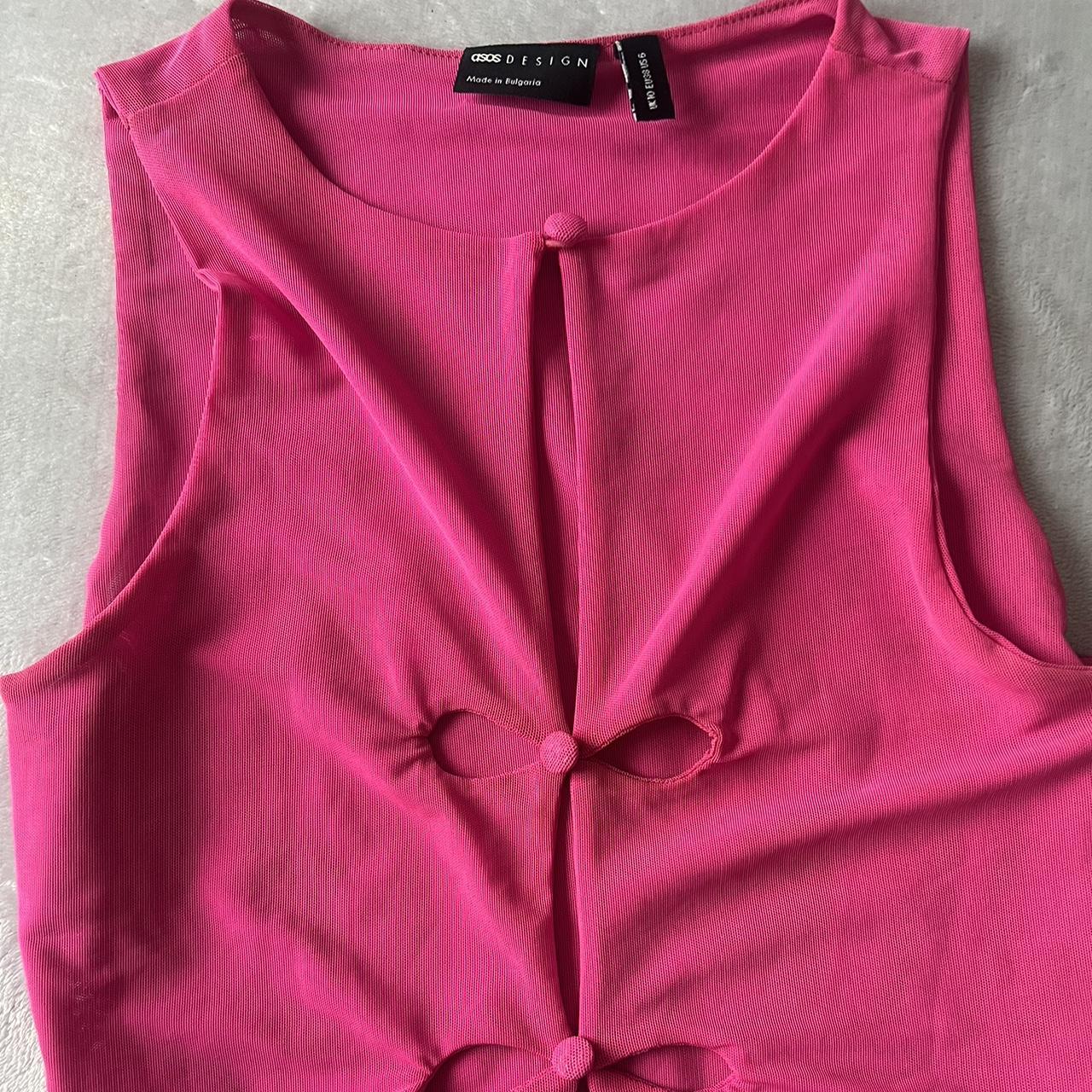ASOS design pink mesh bodysuit worn once size... - Depop