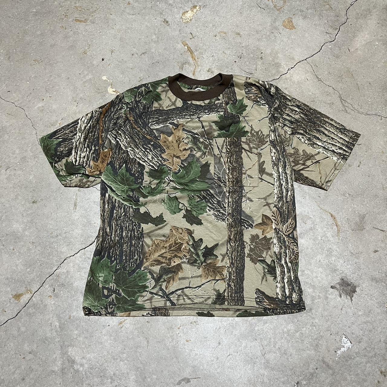 vintage camo t shirt front pocket, realtree no... - Depop