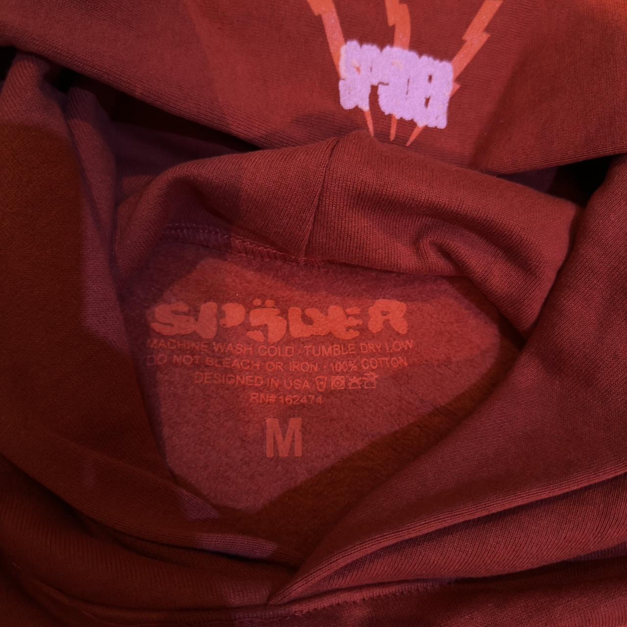 sp5der worldwide red angel number 555 hoodie medium - Depop