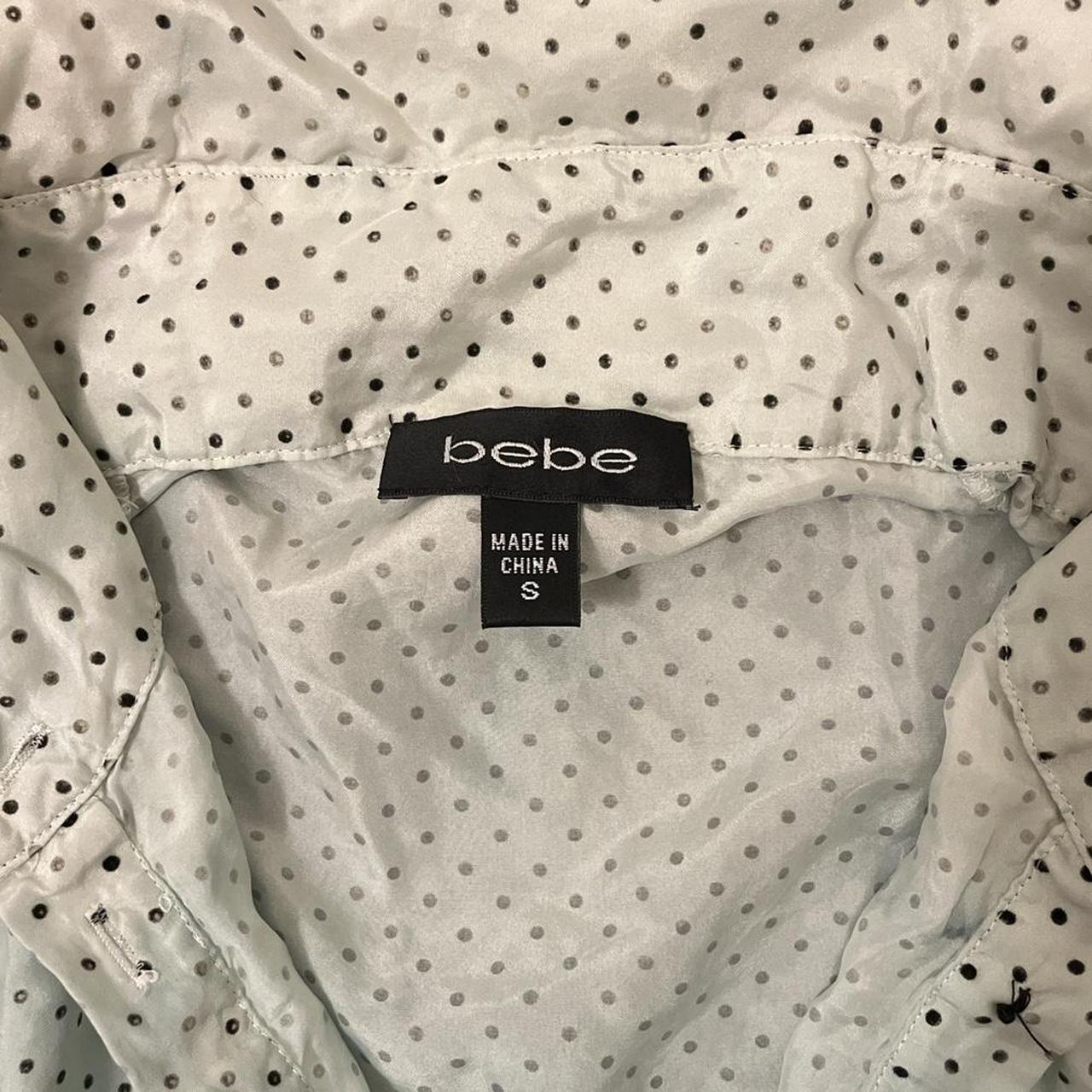 bebe polka dot milkmaid button up blouse flaws as... | Depop