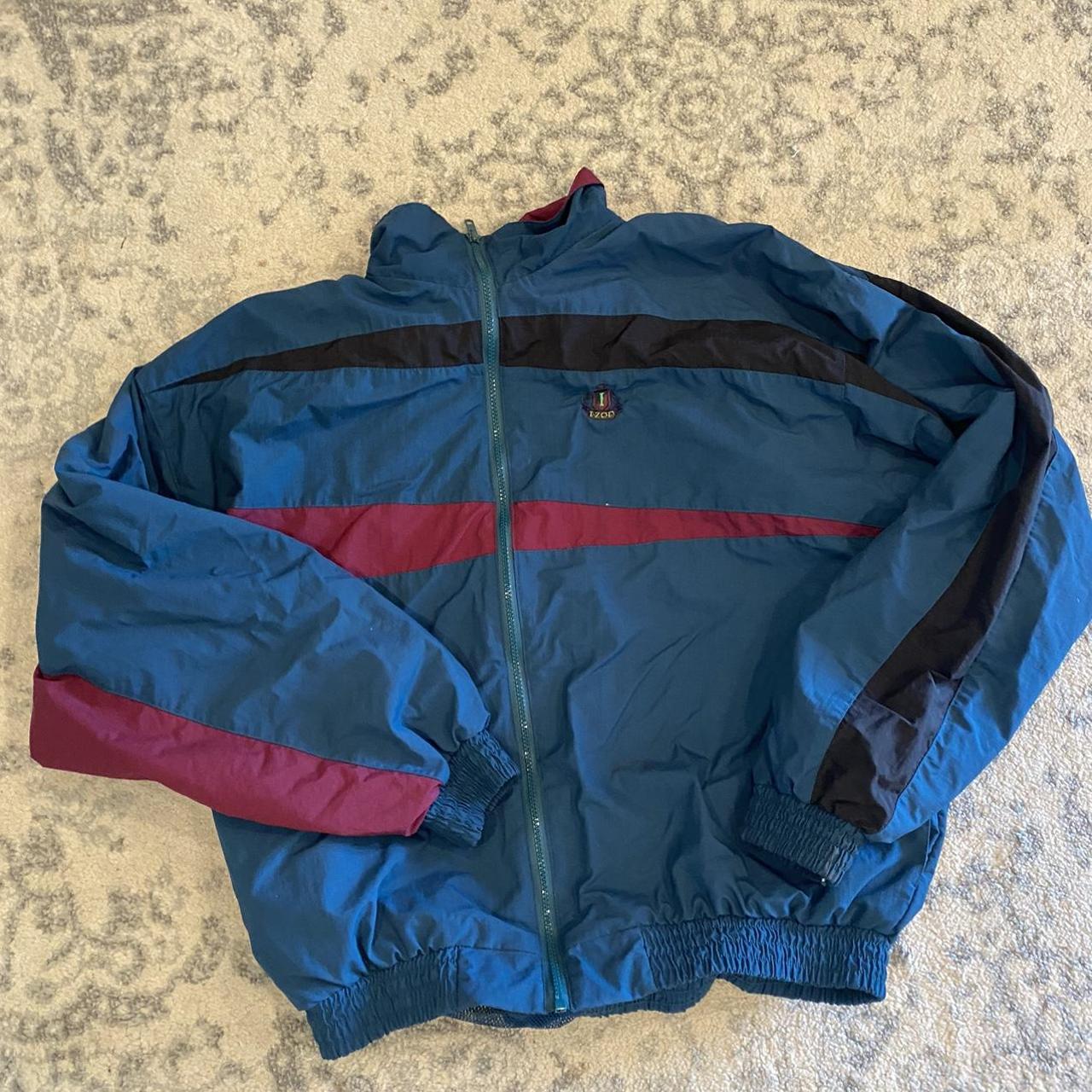 Vintage 90s IZOD Windbreaker Crazy Aquaberry... - Depop