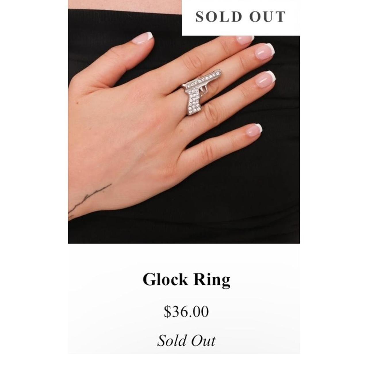 Heavensent silver bedazzled glock ring • sold out... - Depop