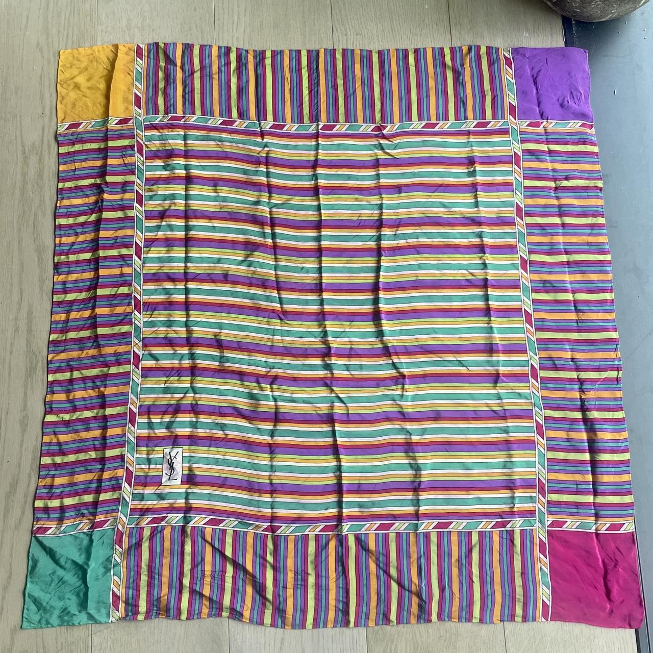 Vintage Yves Saint Laurent 100% Silk Scarf, 33"... - Depop