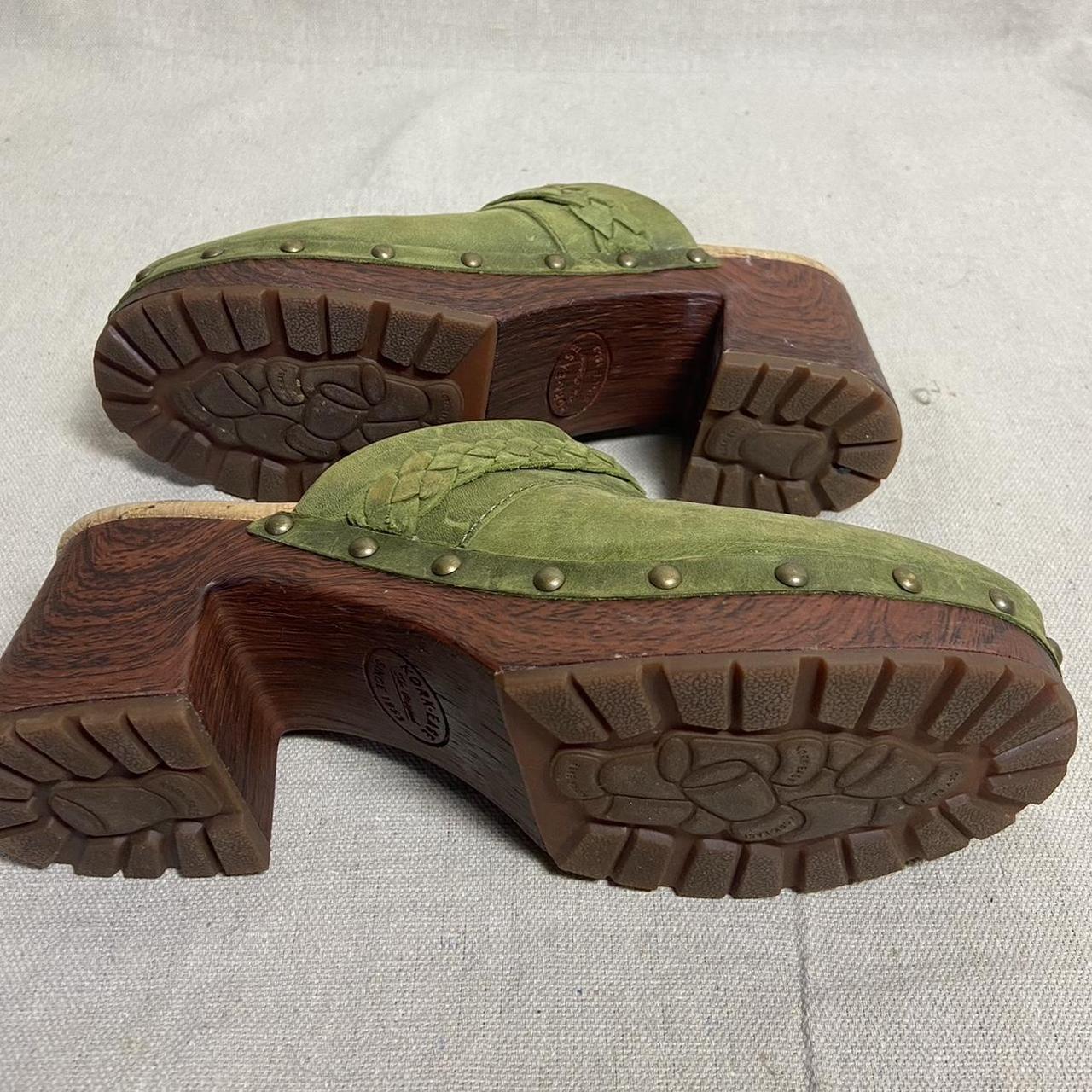 Green suede clogs Super cute chunky wooden 2 3/4... - Depop