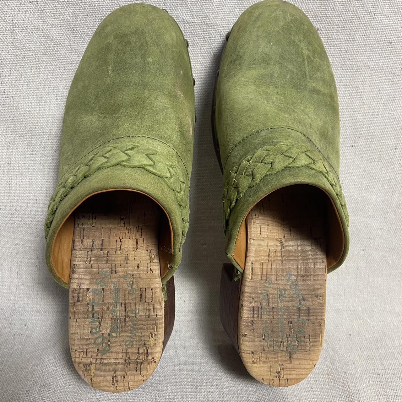 Green suede clogs Super cute chunky wooden 2 3/4... - Depop
