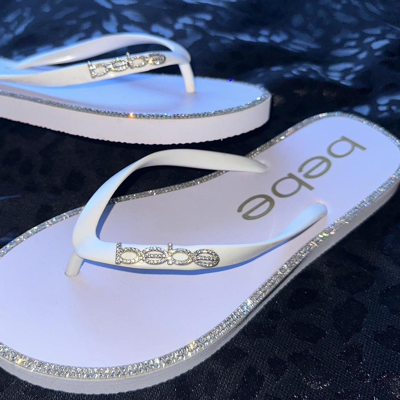 white bebe rhinestone bling sandals brand NEW! - Depop