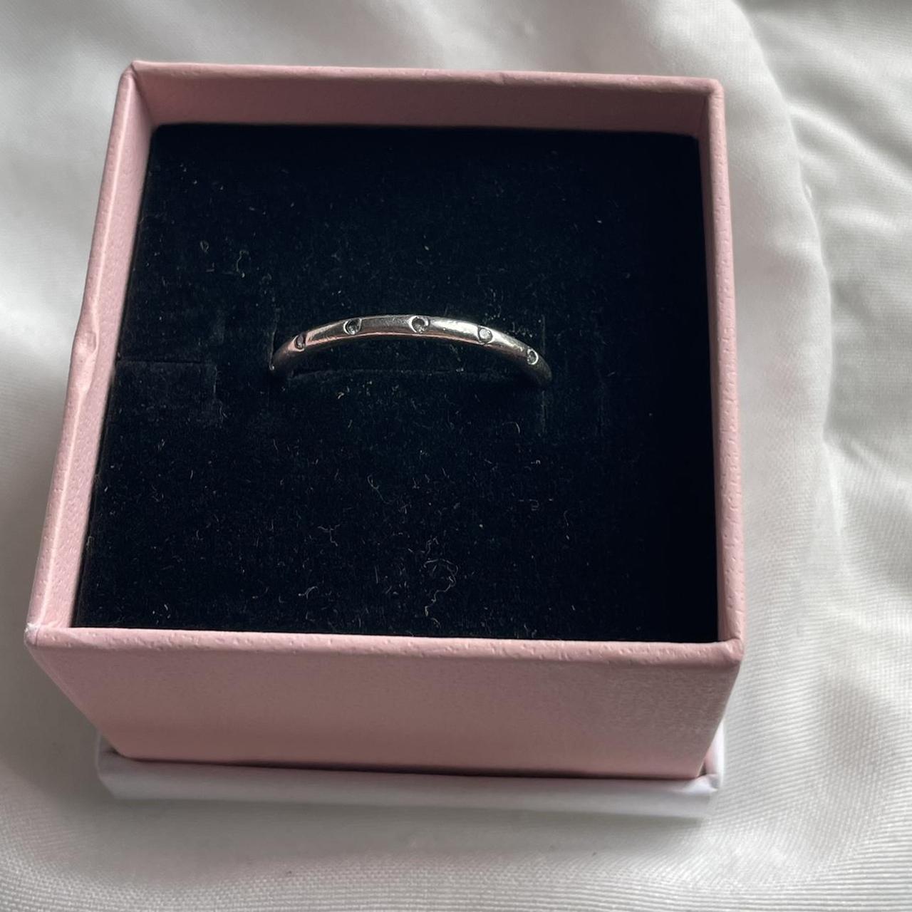 pandora simple sparkling band ring size 8 perfect... - Depop