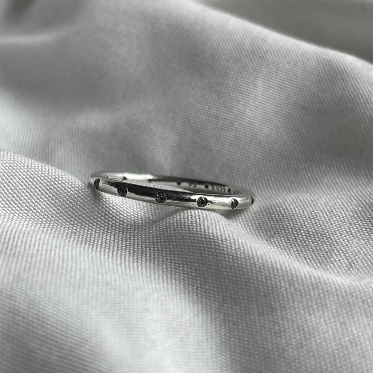 pandora simple sparkling band ring size 8 perfect... - Depop