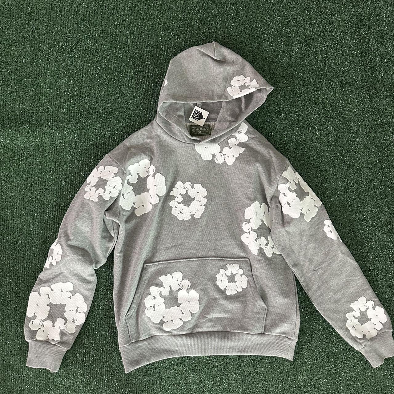 Grey and white Denim Tears hoodie (100% Authentic) | Depop