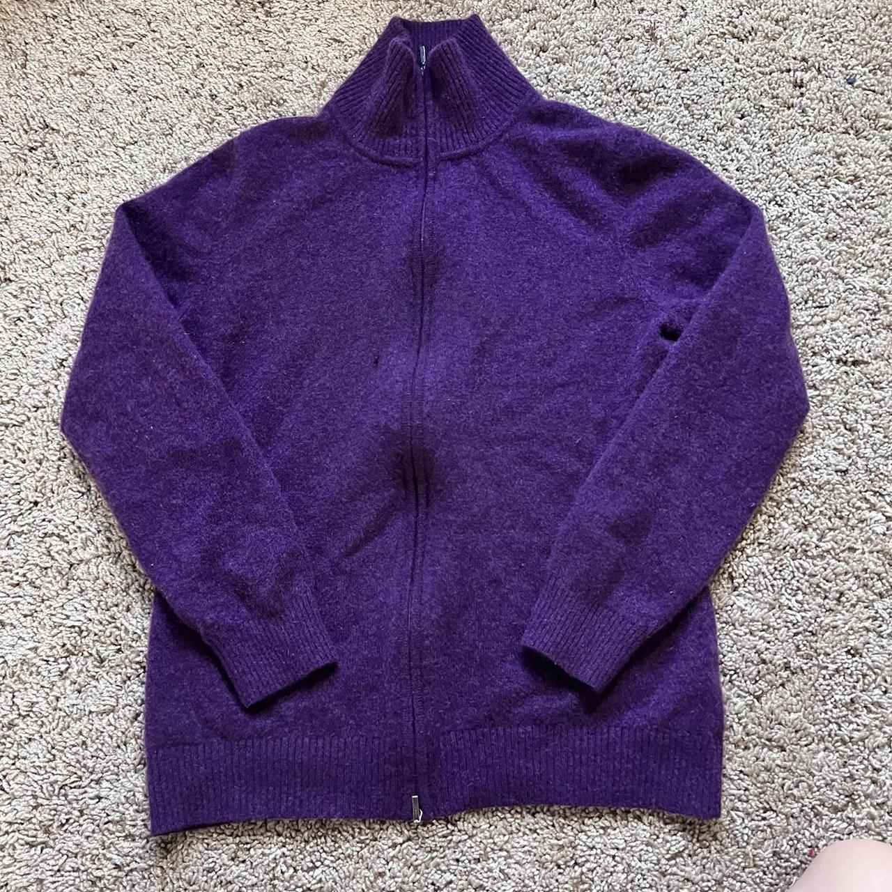 Double zip purple cashmere sweater Small hole... - Depop