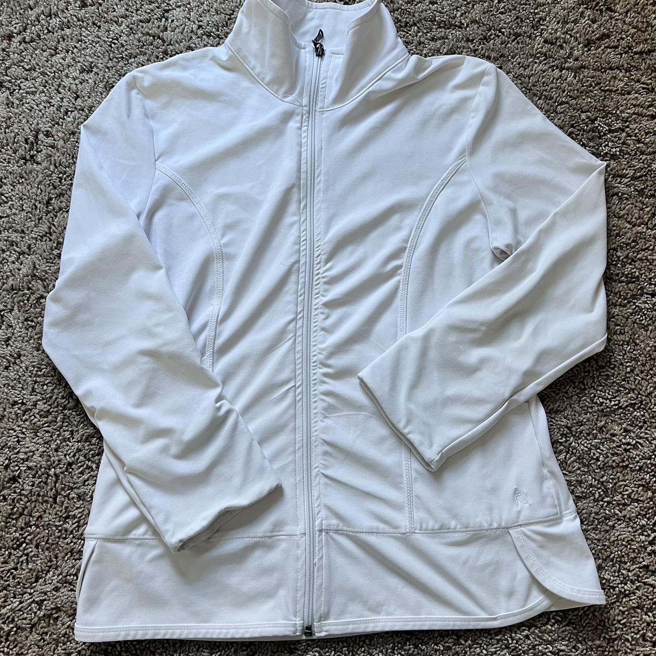 Danskin now white workout longsleeve zip up medium - Depop