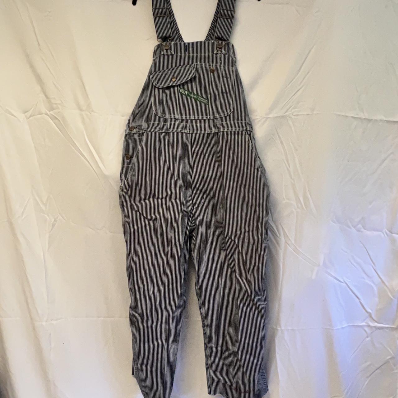Vintage Pinstripe Key Apparel Overalls. Super comfy... - Depop