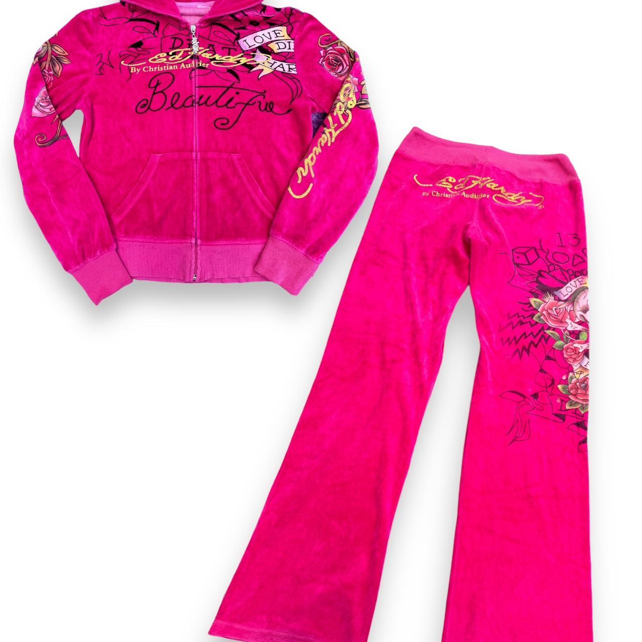 Ed hardy hot pink tracksuit💗 - Depop