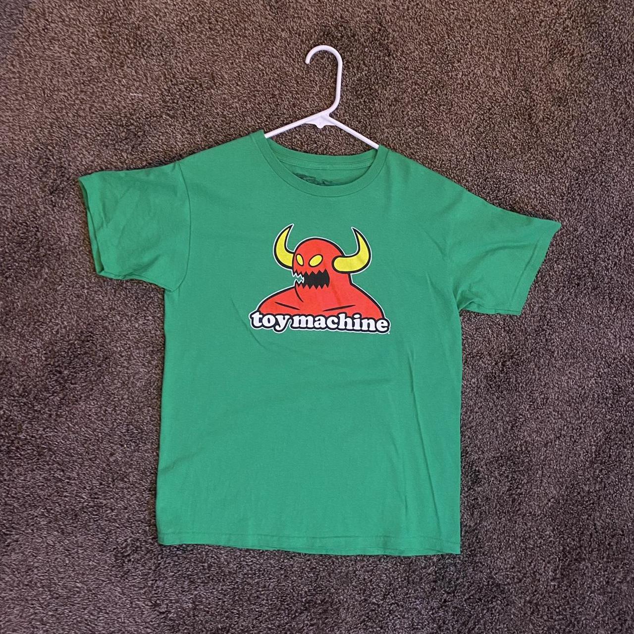 a darker green YOUTH large toy machine devil shirt... - Depop