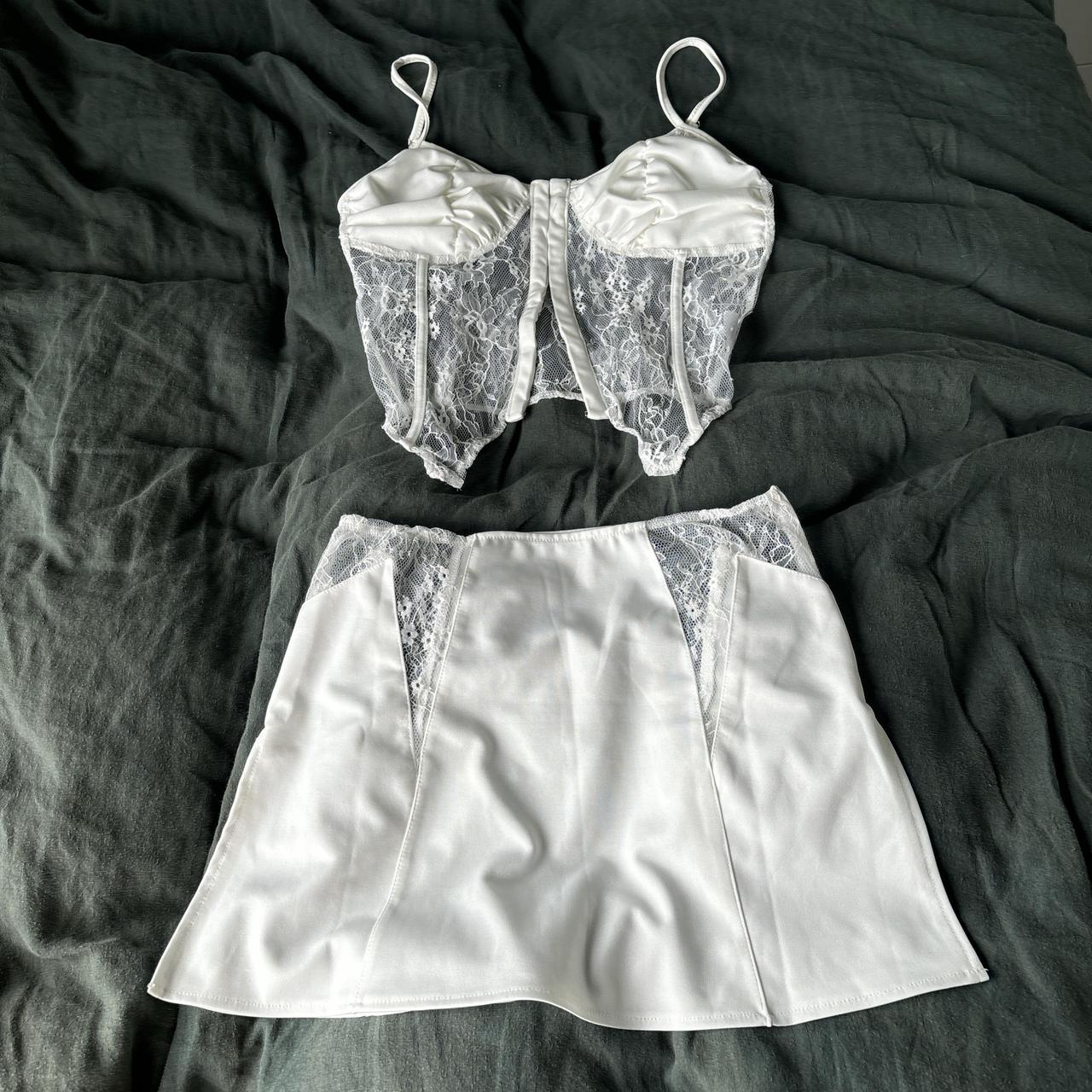 gorgeous white lacy set size L never worn, just... | Depop