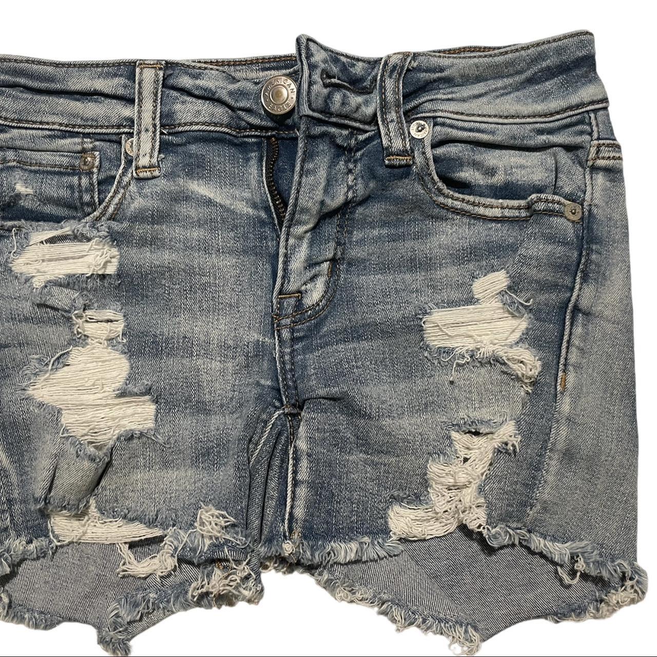 LIGHT DENIM AMERICAN EAGLE SHORTS SIZE DOUBLE ZERO... - Depop