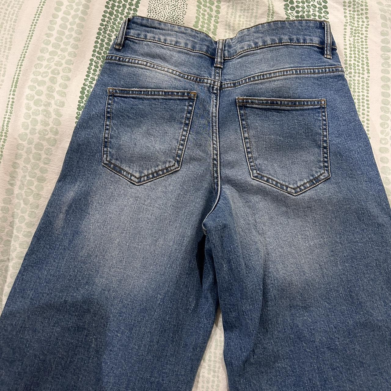 dotti mid-high rise wide leg jeans mid blue... - Depop