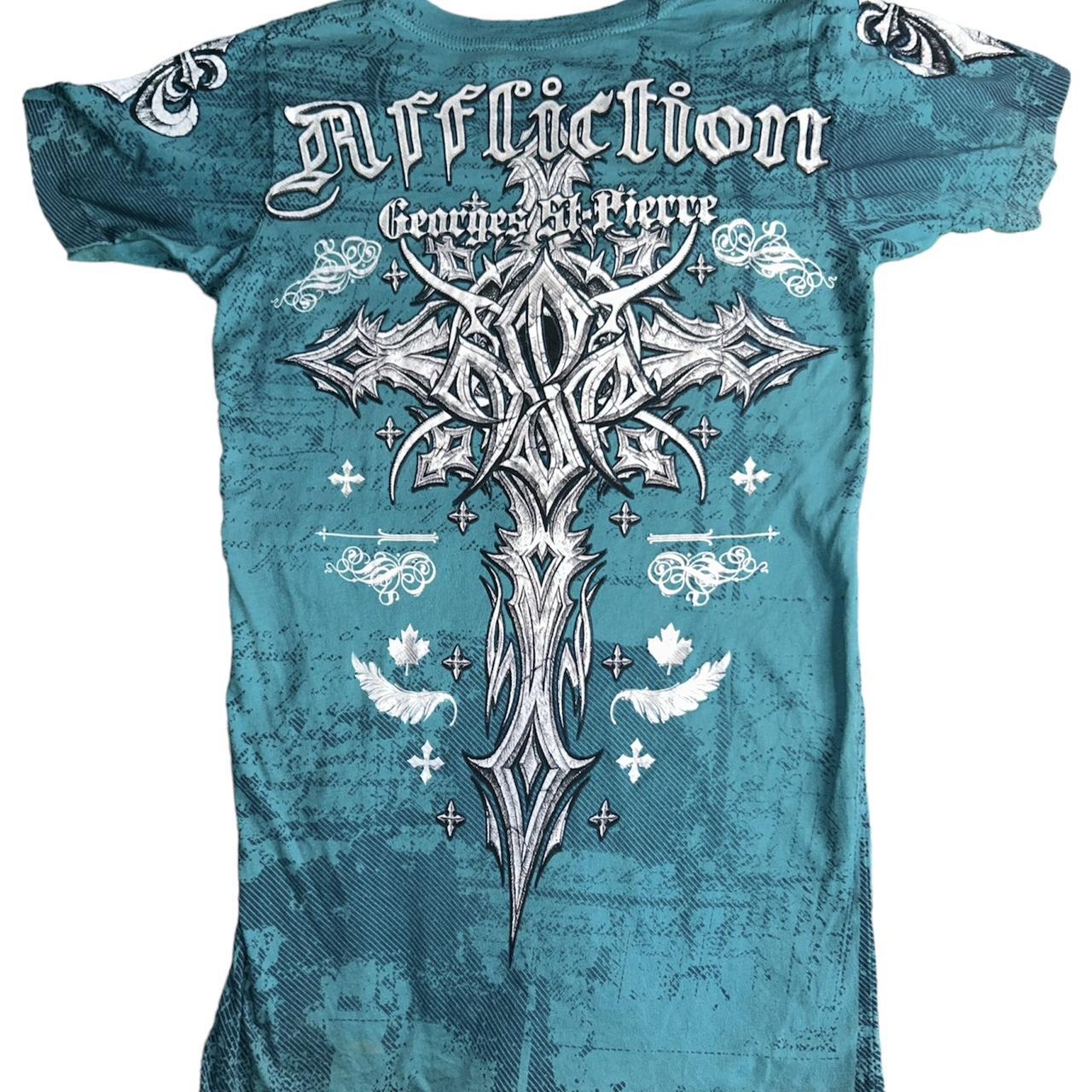 Small Blue Affliction Shirt #womens #y2k #affliction - Depop