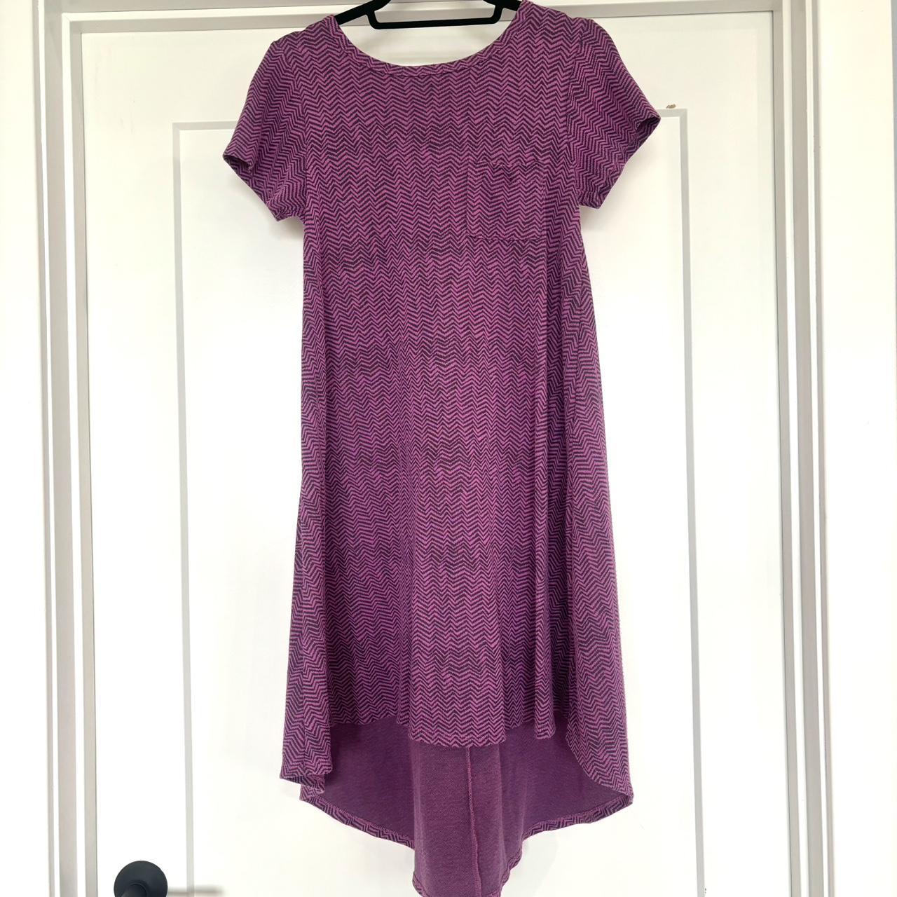 LuLaRoe Pink & Purple Zig Zag Stripes Carly Dress... | Depop