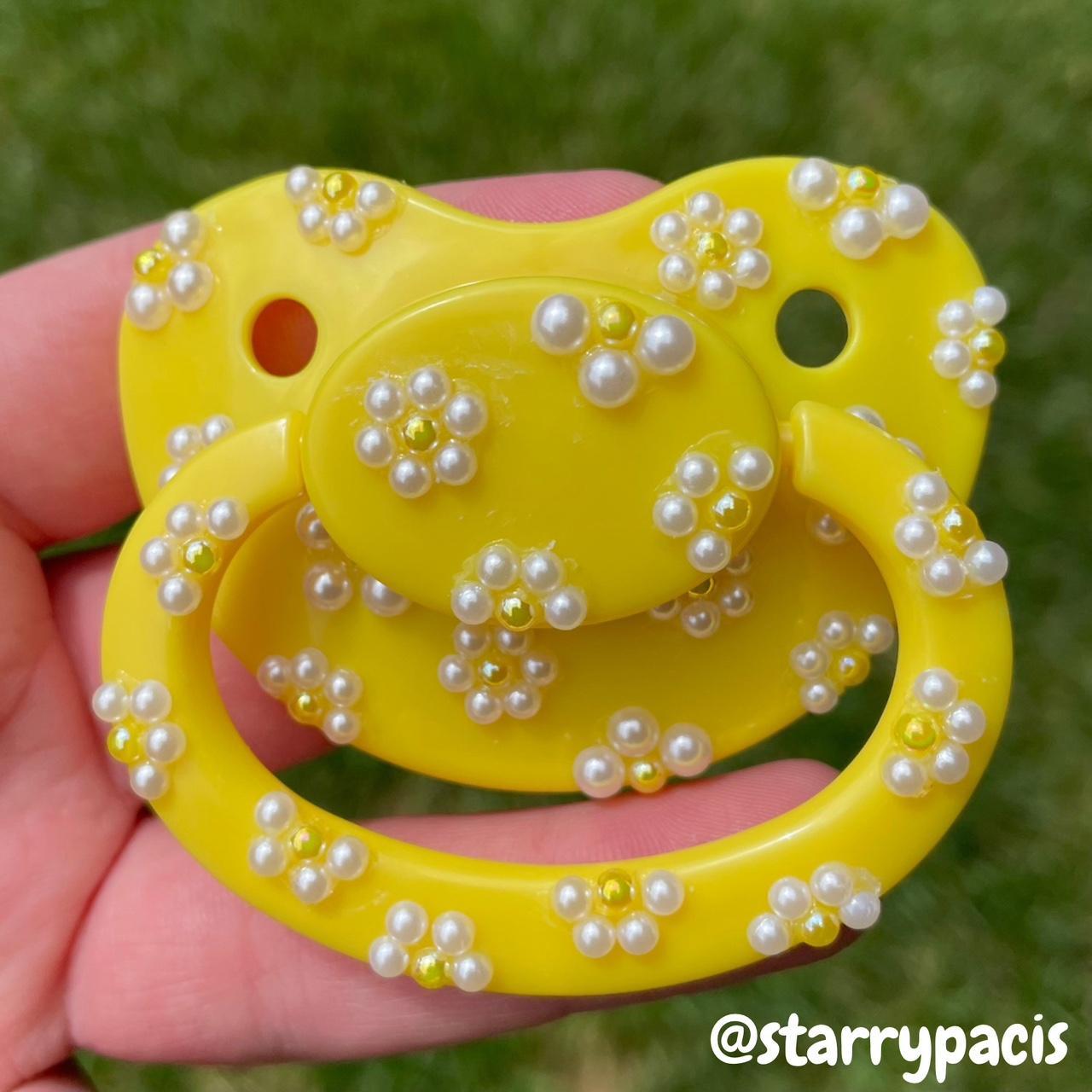 daisy adult pacifier 🌼 handmade adult paci!... - Depop