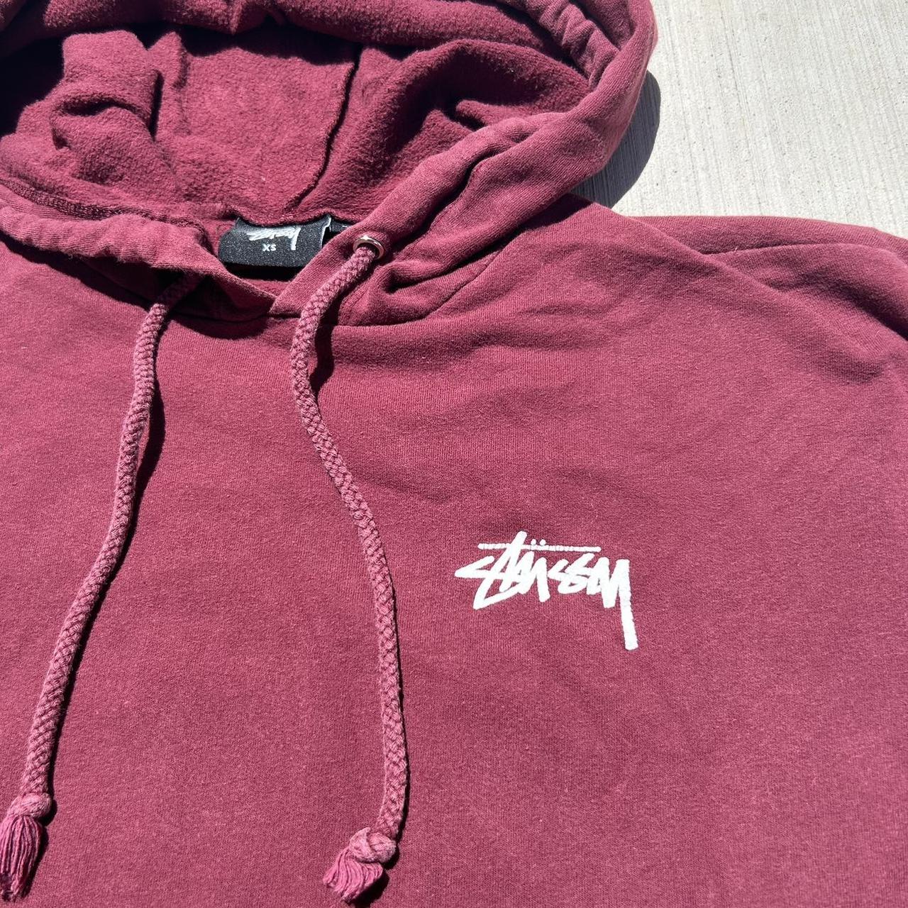 Stüssy Men's Burgundy Hoodie | Depop