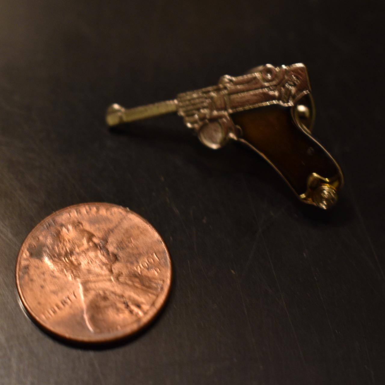 Old school luger gun enamel pin. Super cute with... | Depop