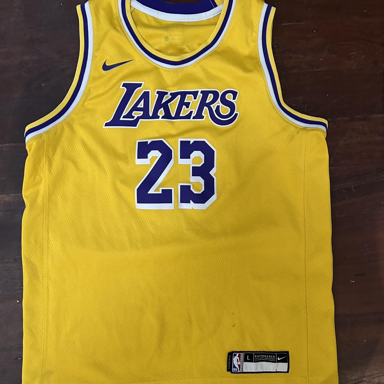 Nike authentic LeBron James Lakers yellow jersey... - Depop