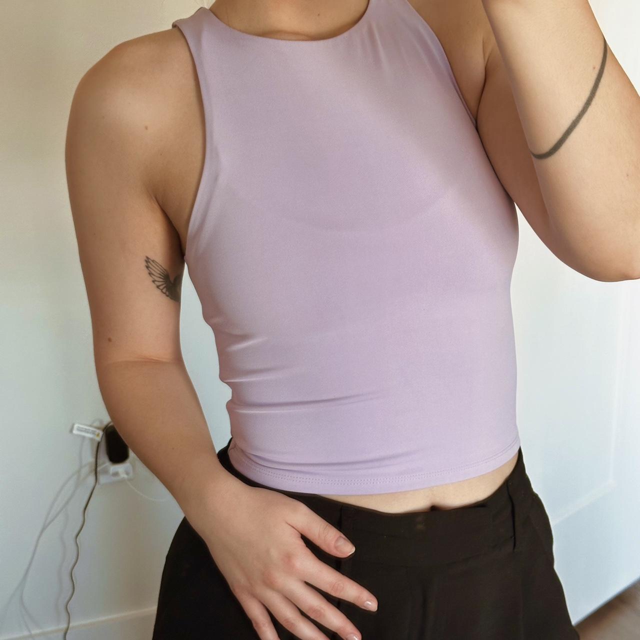 Express Body Contour High Neck Tank Lilac, size XS - Depop