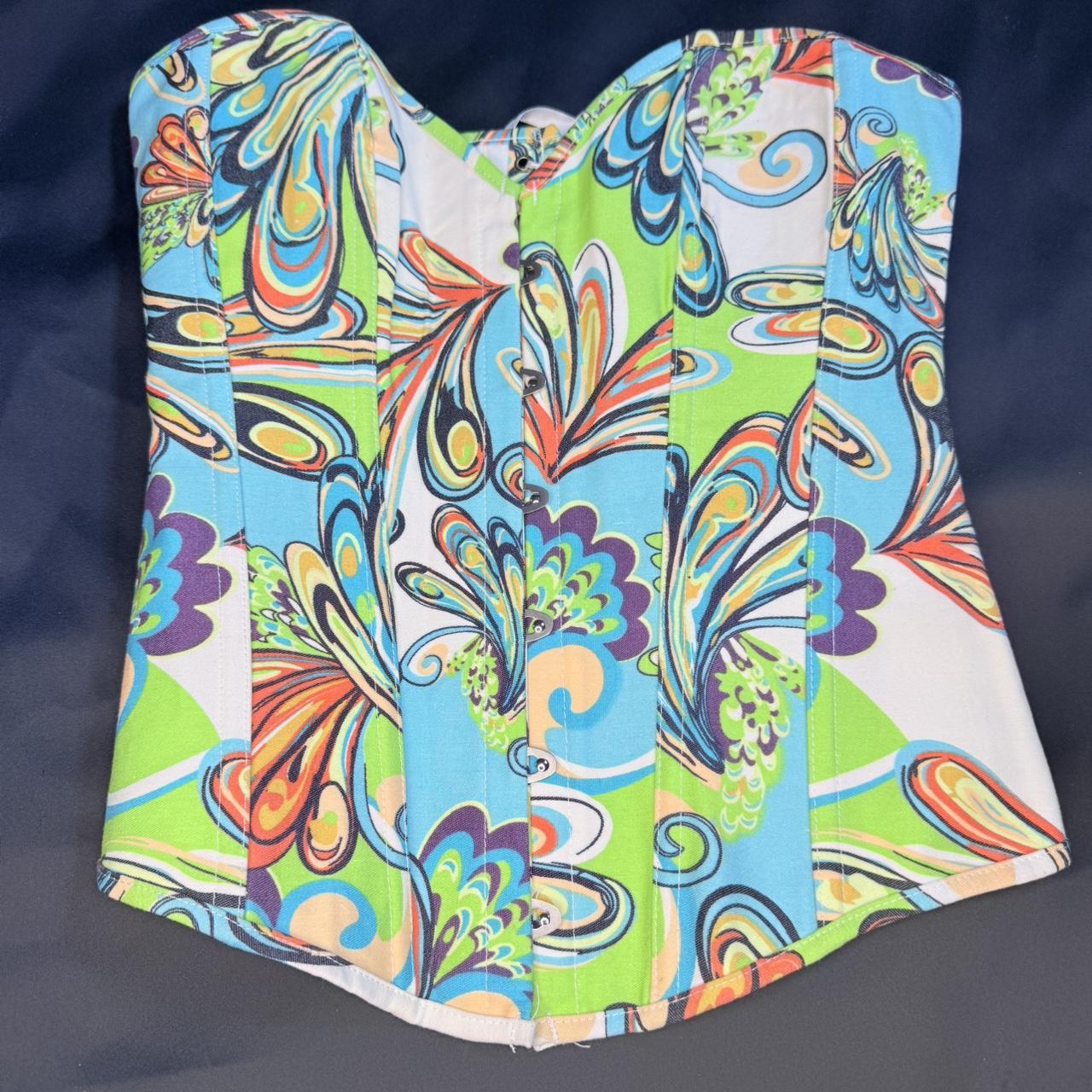Colorful Strapless corsets Top size M colorful,... | Depop