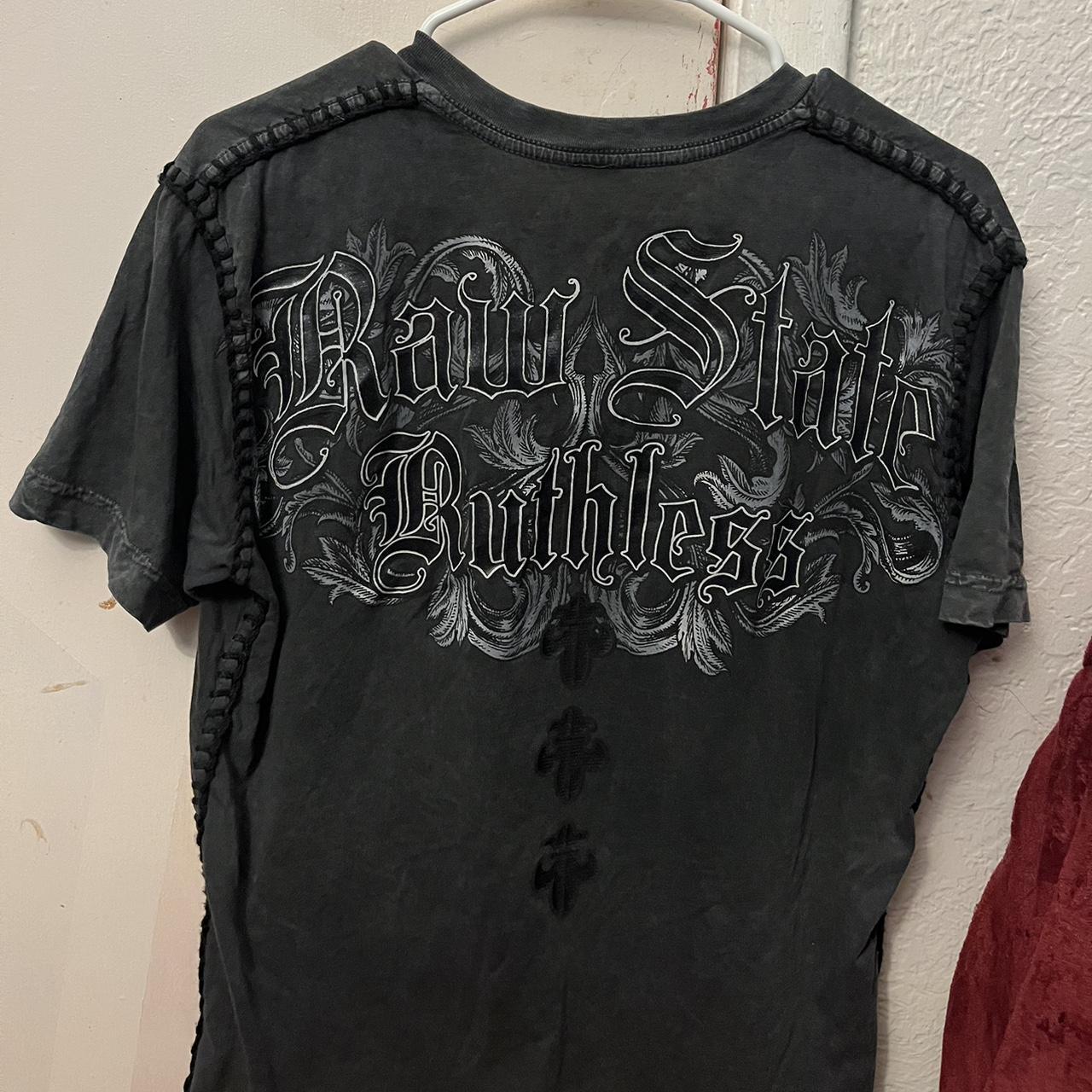 raw state shirt such cool stitching not affliction... - Depop
