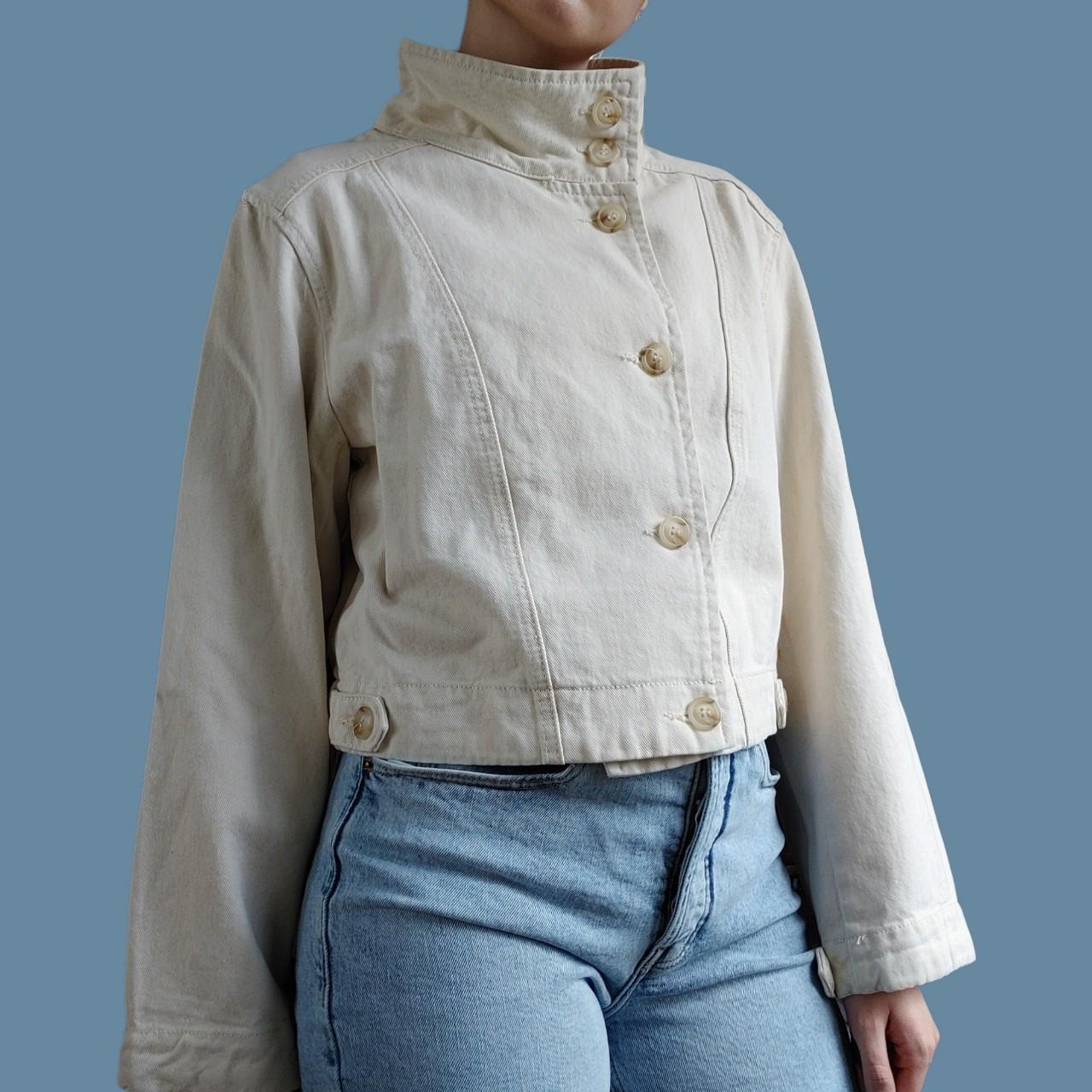 Anthropologie Women's Cream Jacket | Depop