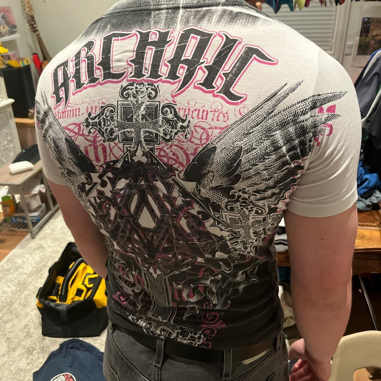 crazy early 2000s archaic affliction aop v... - Depop