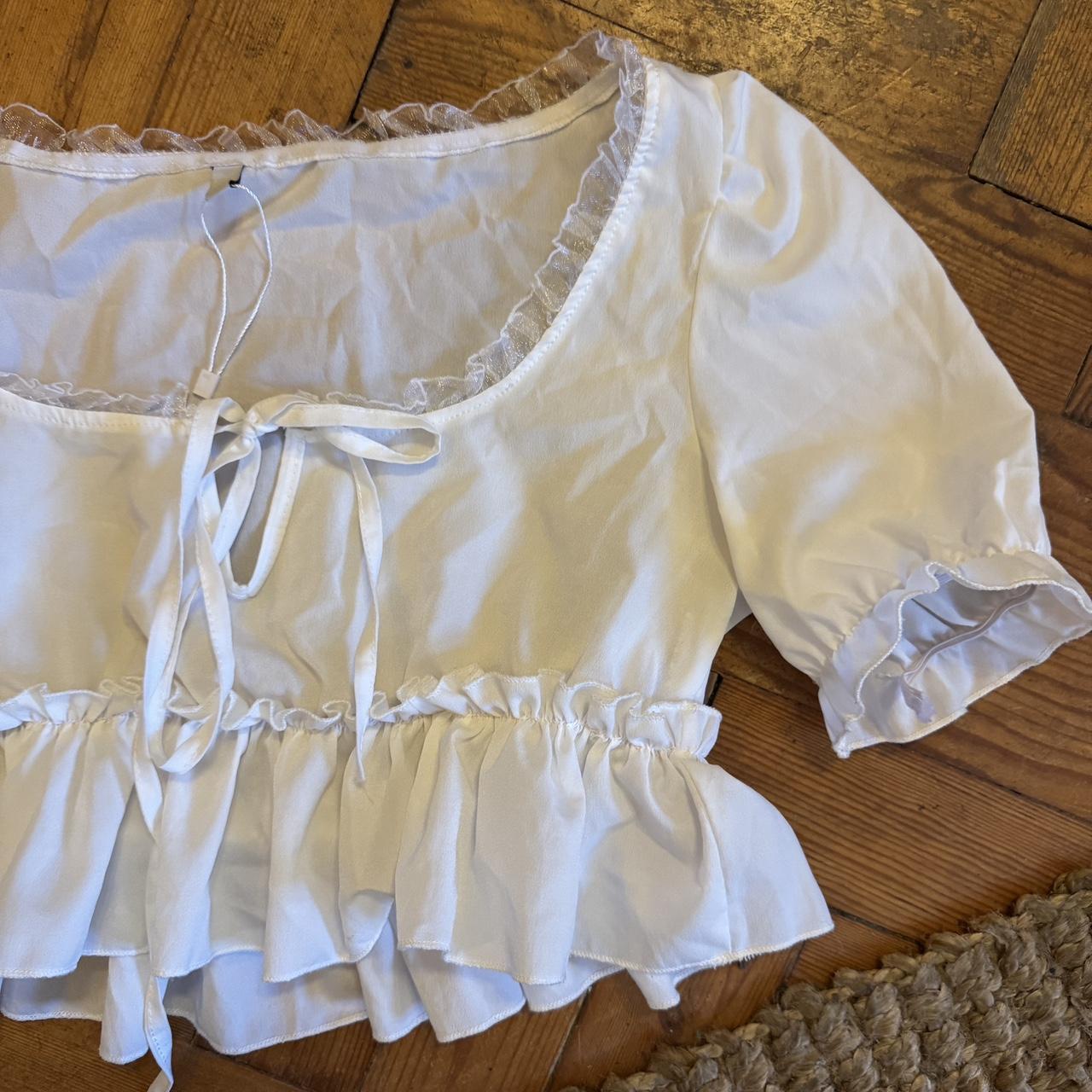 Adorable milkmaid style top. Size small, only... | Depop