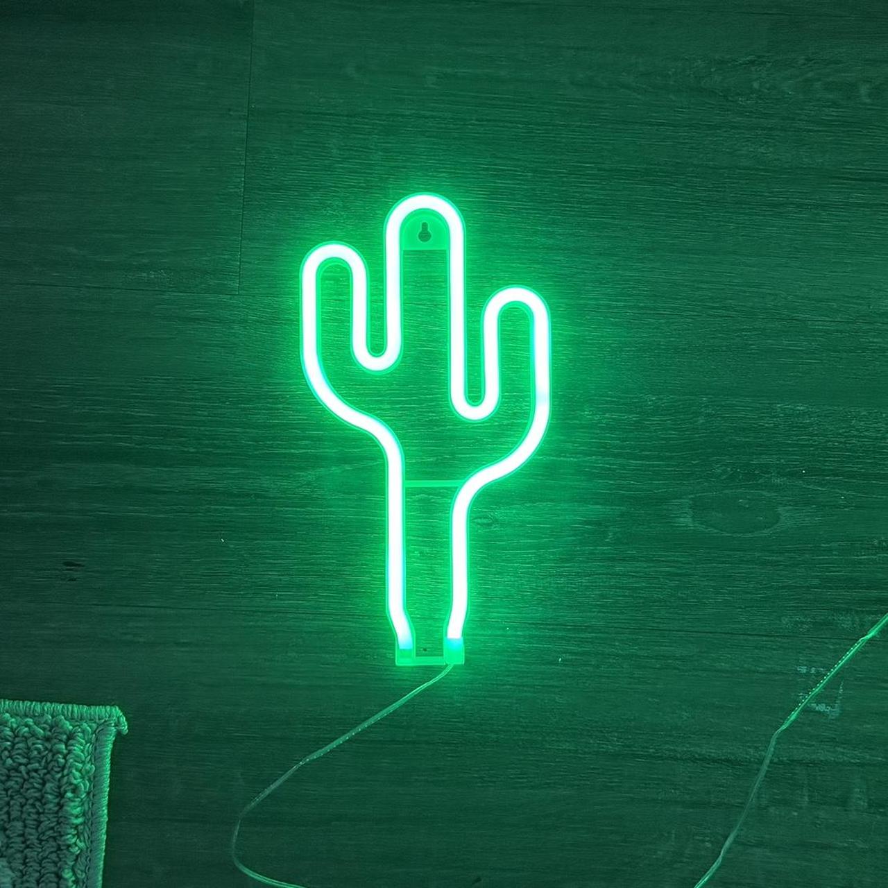 Neon cactus sign from shein. Lights up room nicely.... - Depop