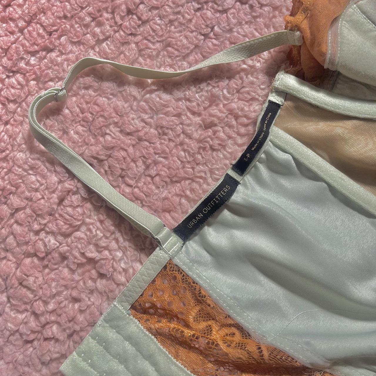 Urban Outfitters Corset Top Green And Coral Xs6 B Depop