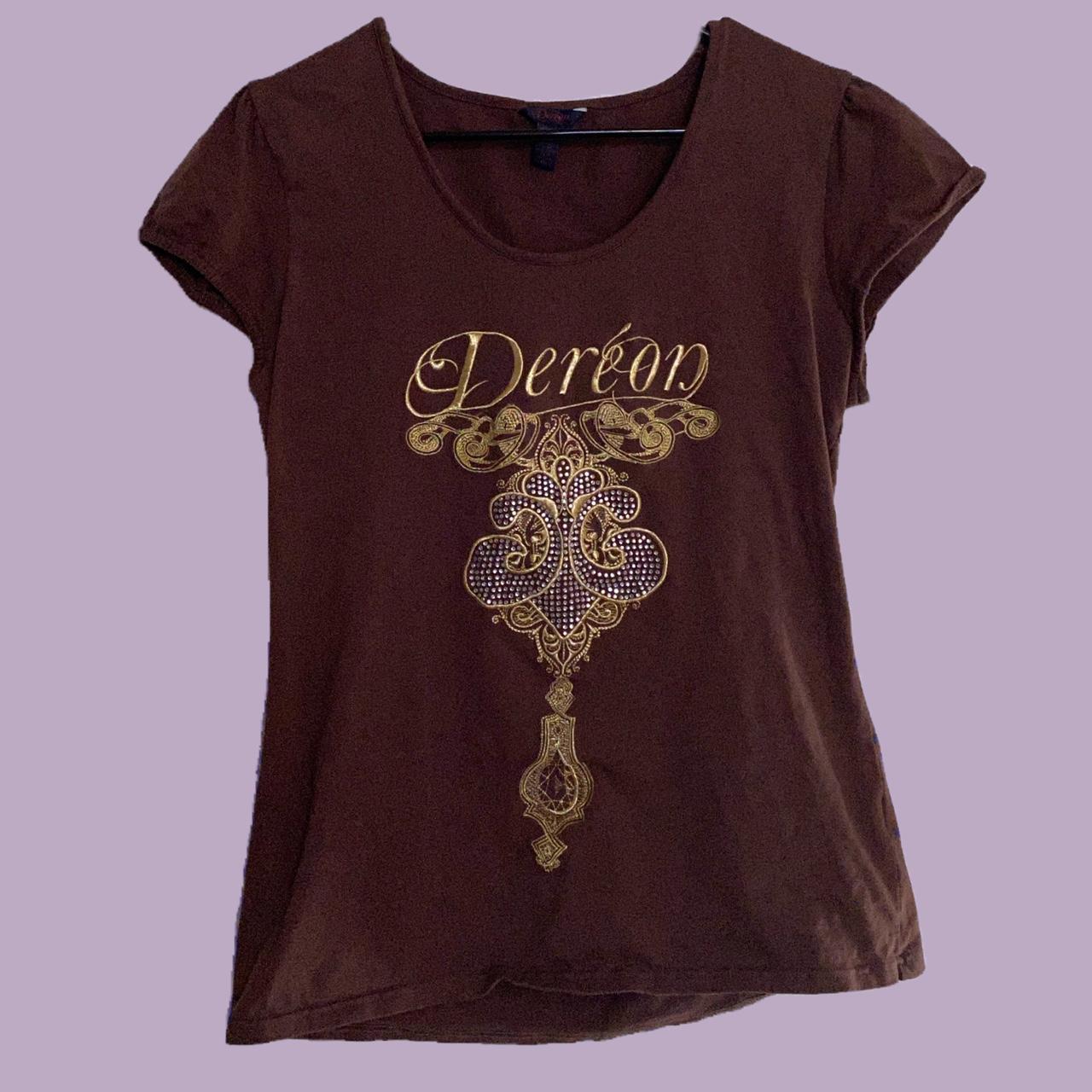 Dereon brown with gold logo rhinestone top 🧸 🤎 #y2k... - Depop
