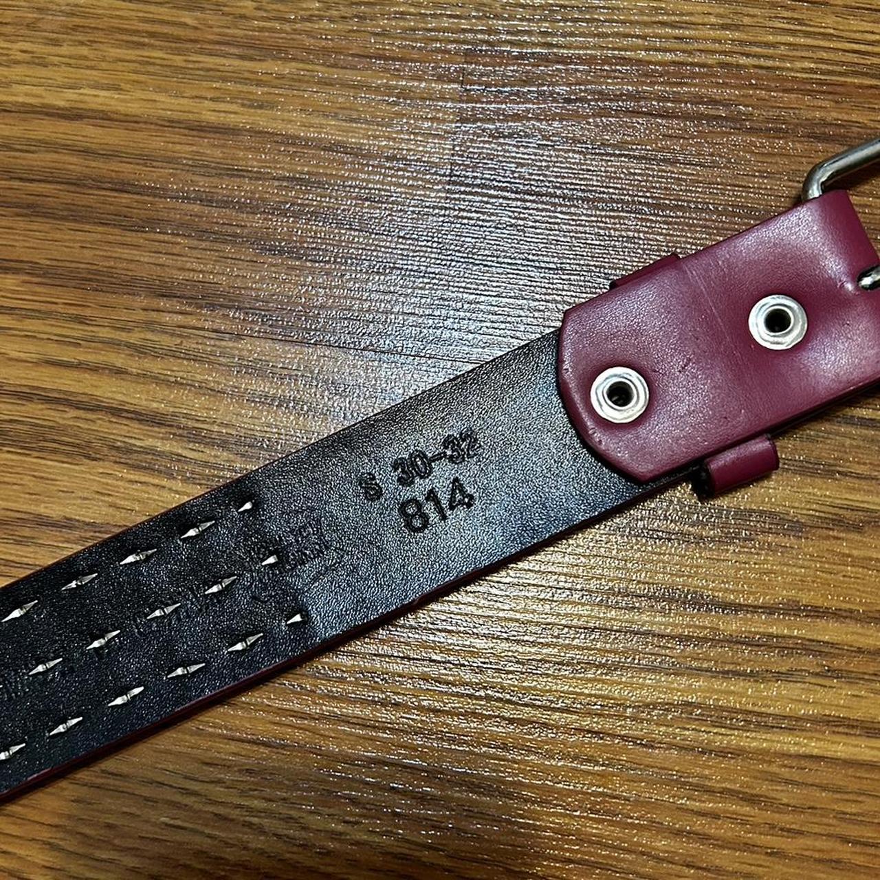 red leather studded belt size 30-31 good condition... - Depop