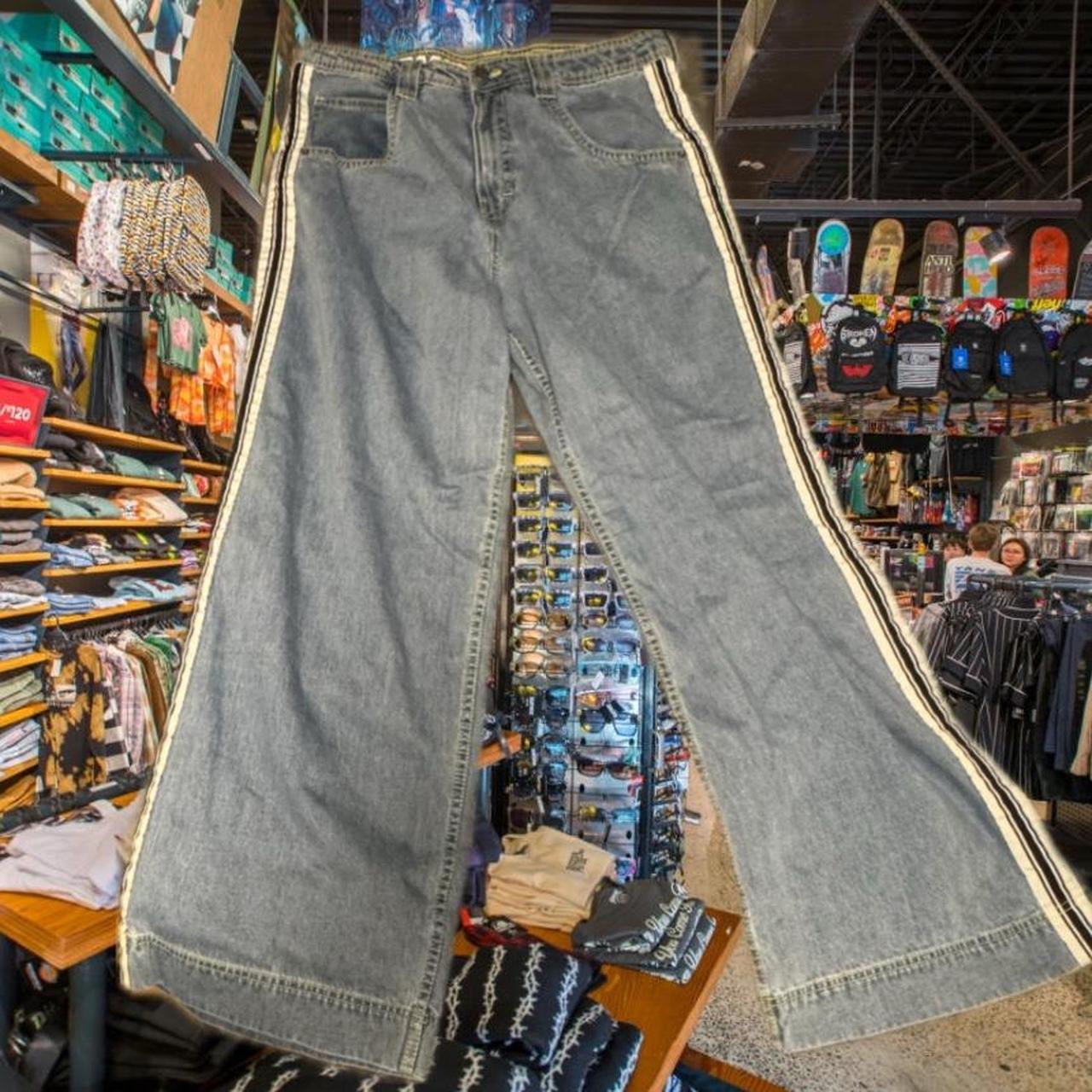 Alab stripe rave jeans blue - Depop