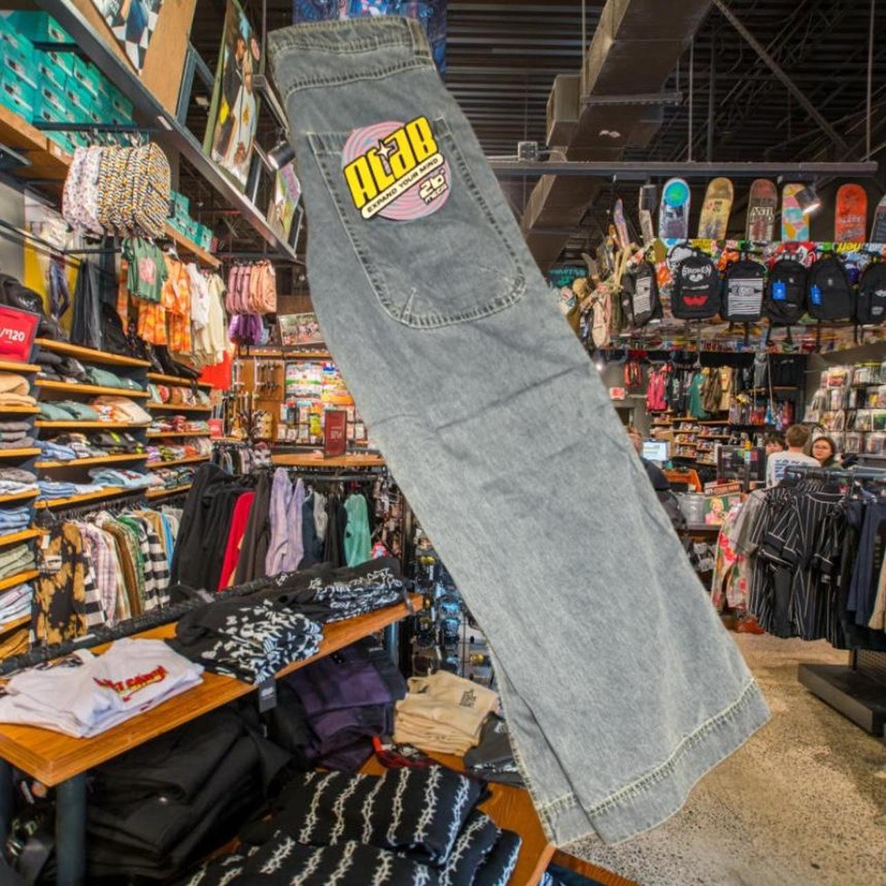 Alab stripe rave jeans blue - Depop