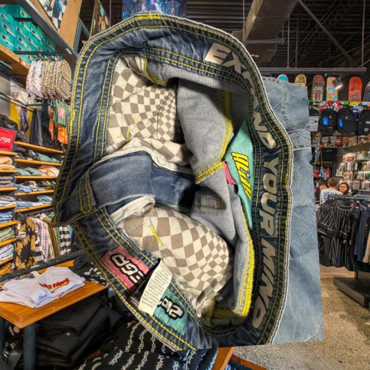 Alab stripe rave jeans blue - Depop