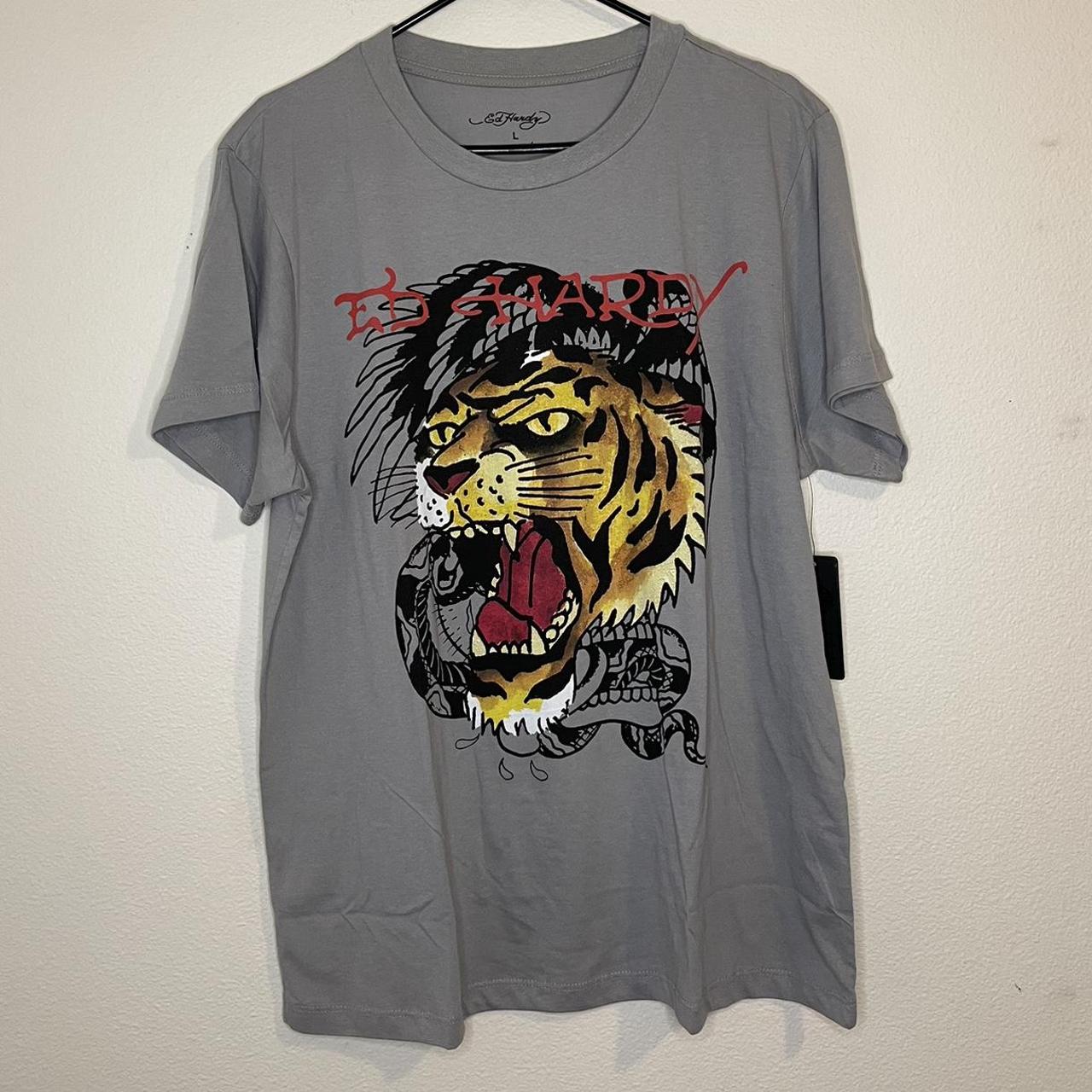 grey ed hardy shirt size : L brand new with... - Depop