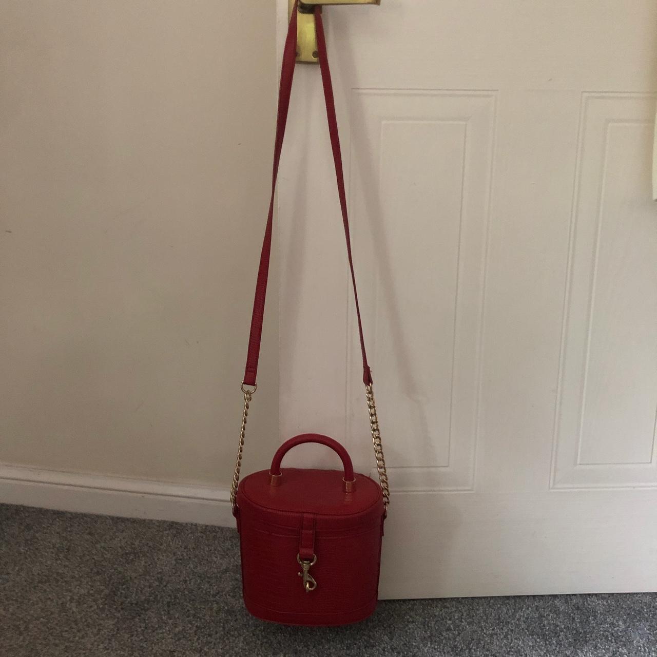 Primark red oval faux leather snakeskin imprint... - Depop