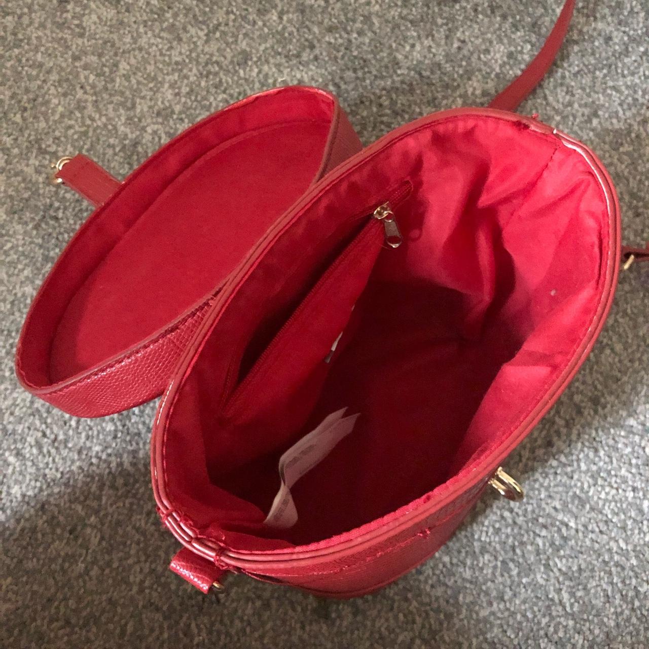 Primark red oval faux leather snakeskin imprint... - Depop